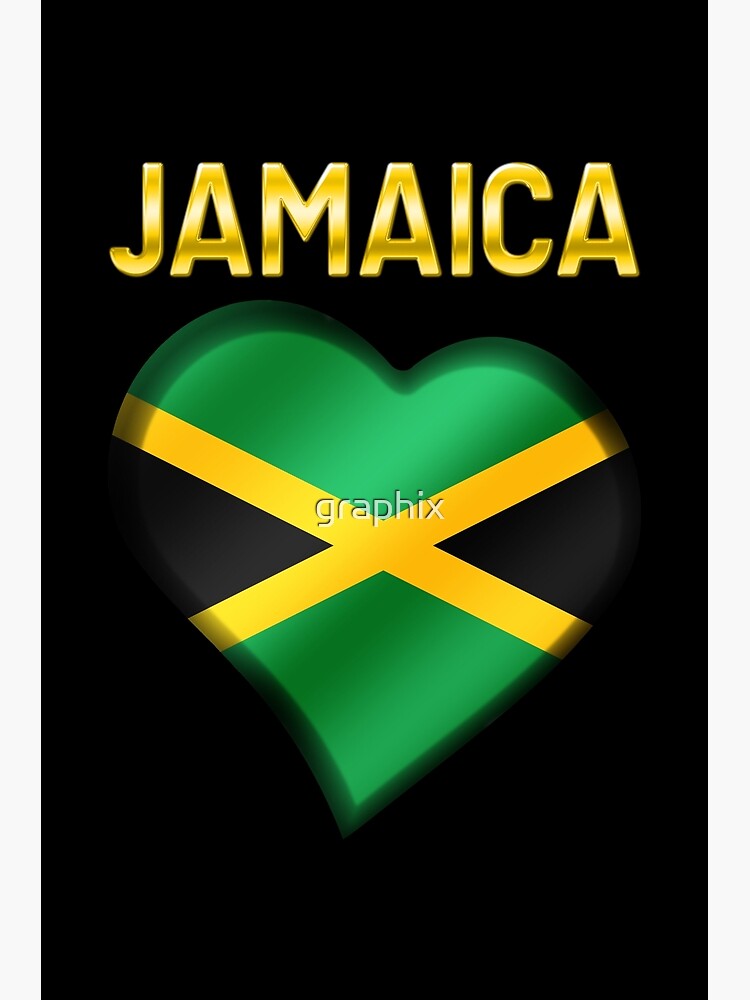Lámina fotográfica «Jamaica - Bandera jamaicana Corazón y texto ...
