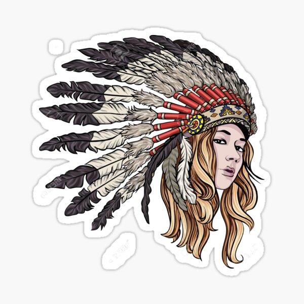 "Native headdress retro vintage american" Sticker for Sale by Medzek10 ...