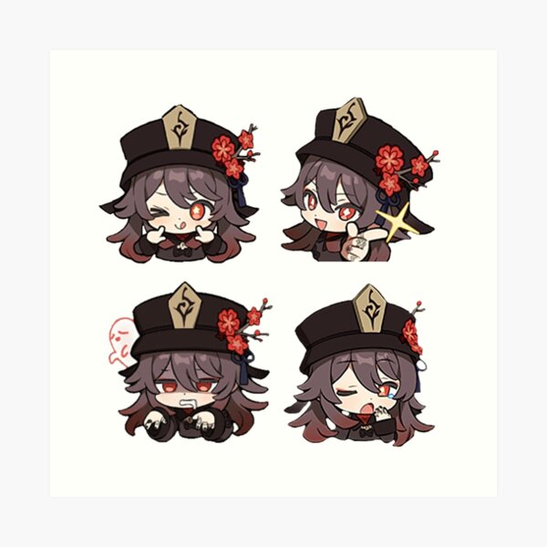 "Hu Tao Genshin Impact Emote Sticker Pack" Art Print by Lillirosee ...