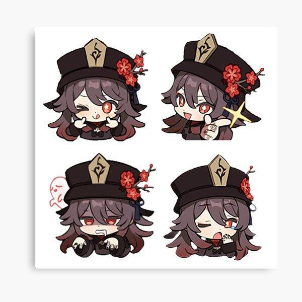 "Hu Tao Genshin Impact Emote Sticker Pack" Canvas Print for Sale by ...