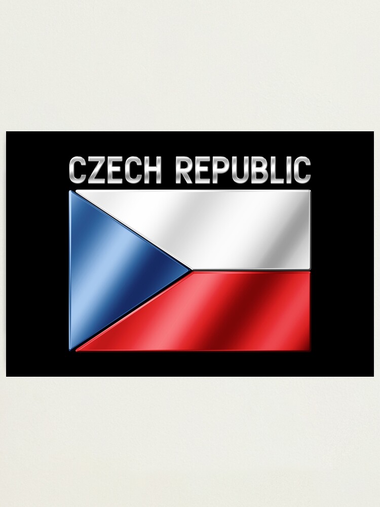 "Czech Republic - Czech Flag & Text - Metallic" Photographic Print by ...