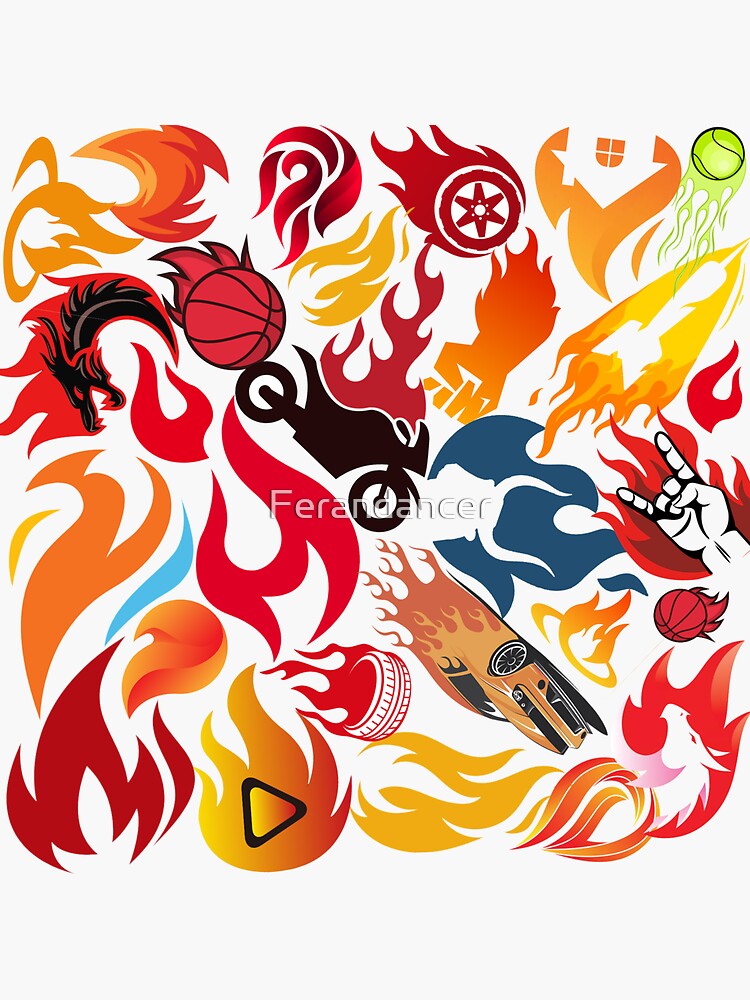"Burning flame collage" Sticker for Sale by Ferandancer | Redbubble