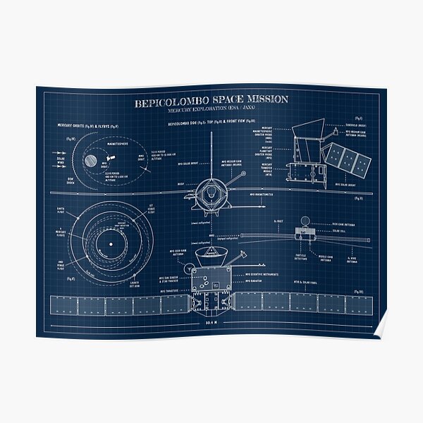 "BepiColombo Space Mission. Mercury Exploration (Navy Blueprint ...