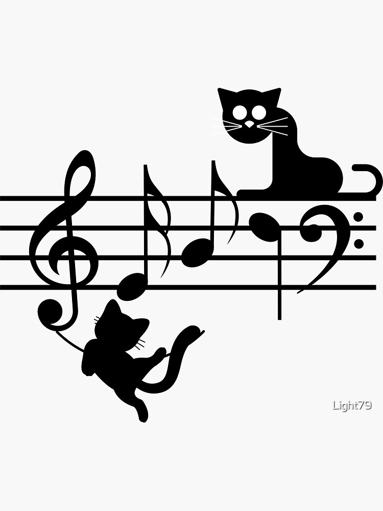 "Cute Cat Kitty Playing Music Note" Sticker for Sale by Light79 | Redbubble