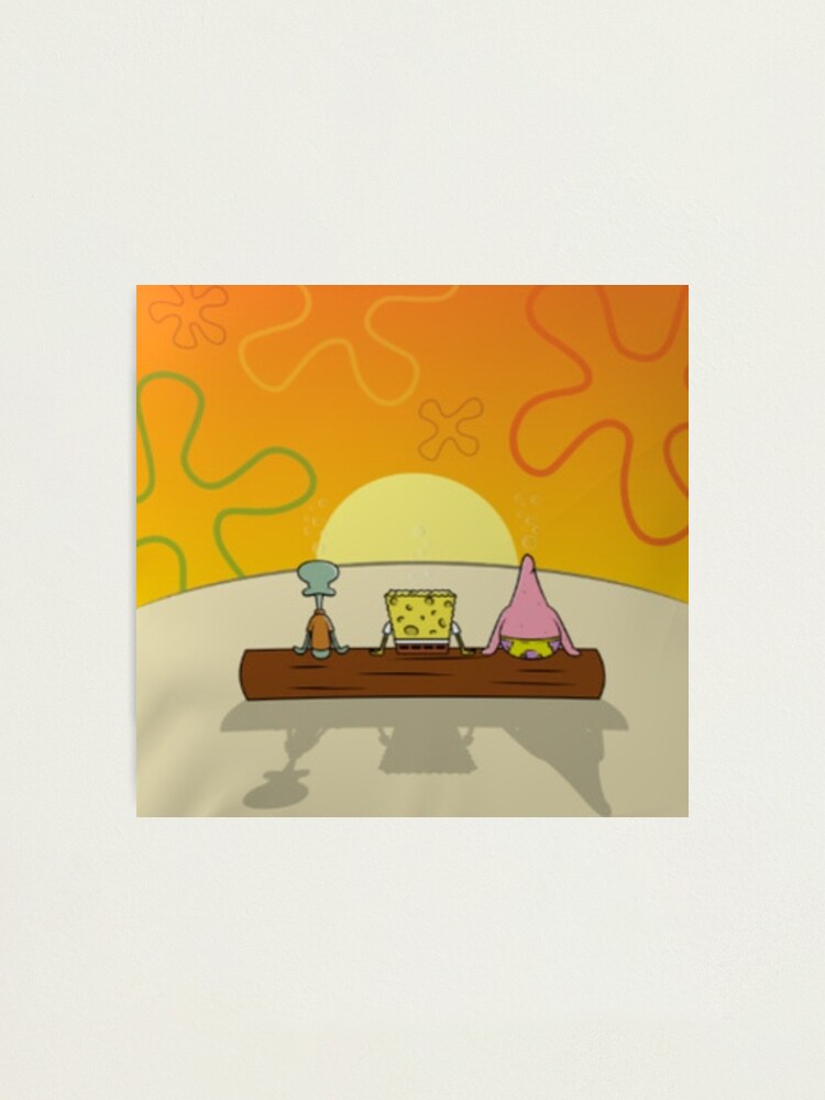 "Spongebob Sunset with Squidward and Patrick" Photographic Print for ...