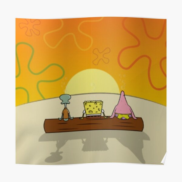 "Spongebob Sunset with Squidward and Patrick" Poster by Luna7 | Redbubble