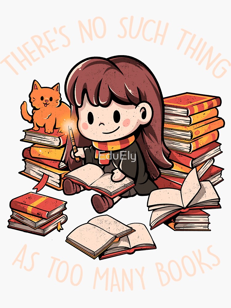 "Theres No Such Thing As Too Many Books - Cute Geek Book Cat Gift ...