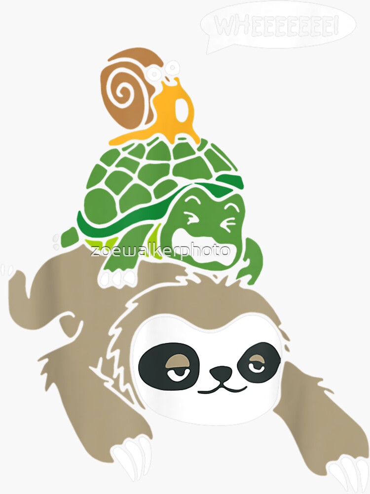 "Sloth Turtle Snail Piggyback" Sticker for Sale by zoewalkerphoto ...