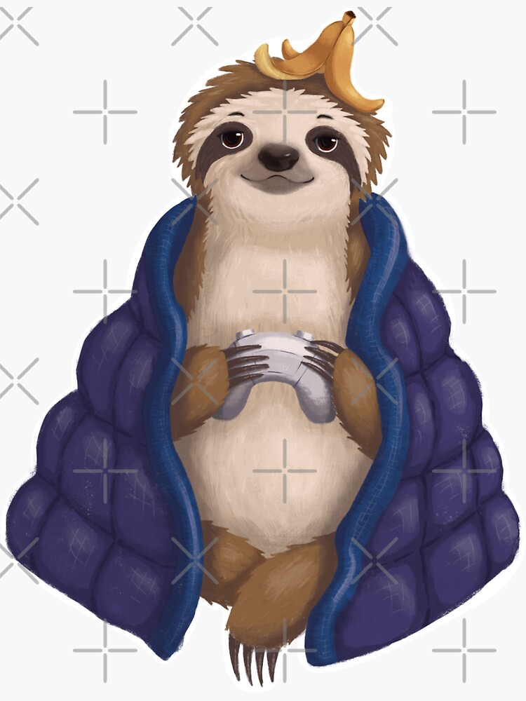 "Cute gamer sloth" Sticker by IsolationForest | Redbubble
