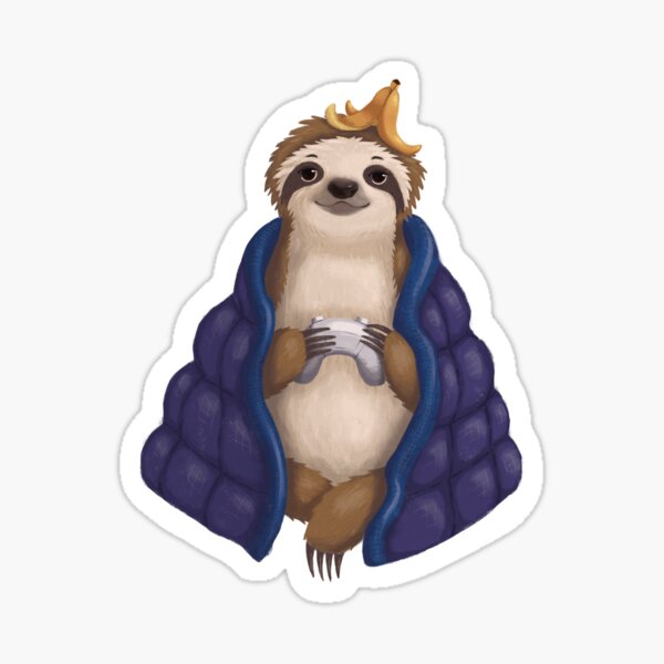"Cute gamer sloth" Sticker by IsolationForest | Redbubble