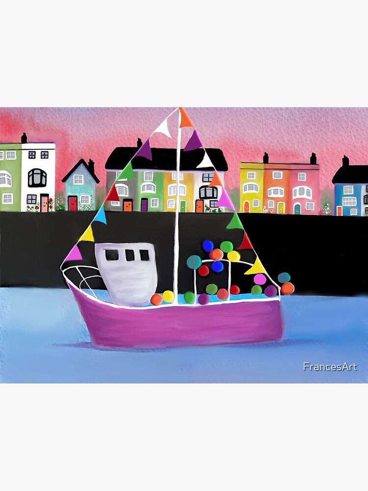 "Boat in the Harbour" Sticker for Sale by FrancesArt | Redbubble