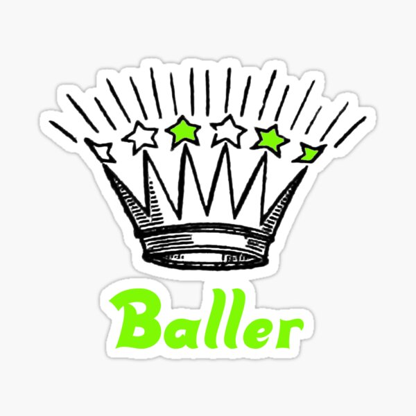 "Vintage Black and White Crown with Neon Green Baller" Sticker by mike ...