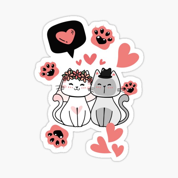 "Cats Couple Design. Cute Cats Wedding. Valentine's Day Cats. White ...