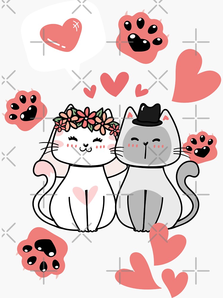 "Cats Couple Design Cute Cats Wedding Love Catually. Black Version ...