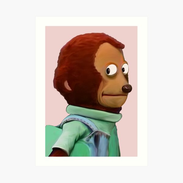 "Painting of the Awkward Bear Meme" Art Print by wynsworld | Redbubble