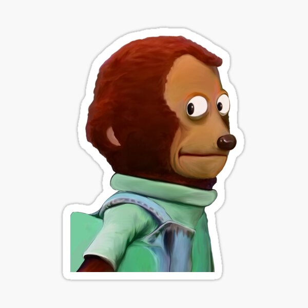 Pegatina «Pintura del meme del oso torpe» de wynsworld | Redbubble