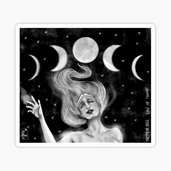 "Moon - Inktober 2021" Sticker for Sale by JelaMonster | Redbubble