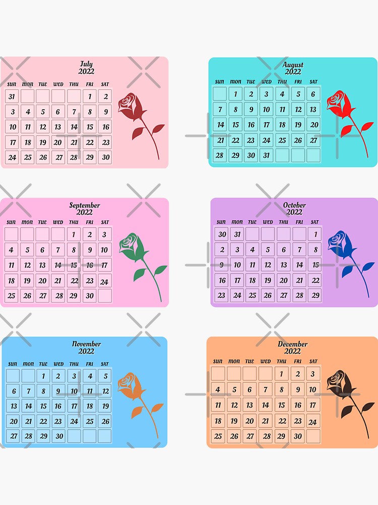 "New year 2022 Calendar July-December" Sticker for Sale by Vyapari ...