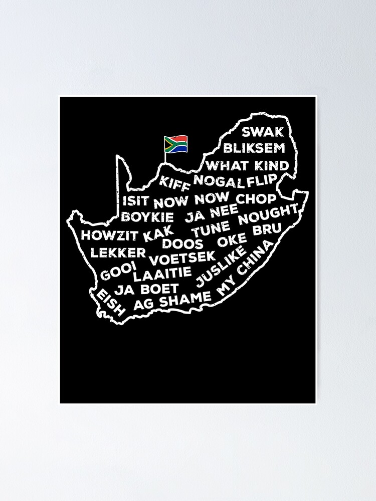 "South Africa Slang Words South African Flag Map" Poster for Sale by ...