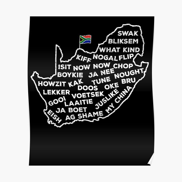 "South Africa Slang Words South African Flag Map" Poster for Sale by ...