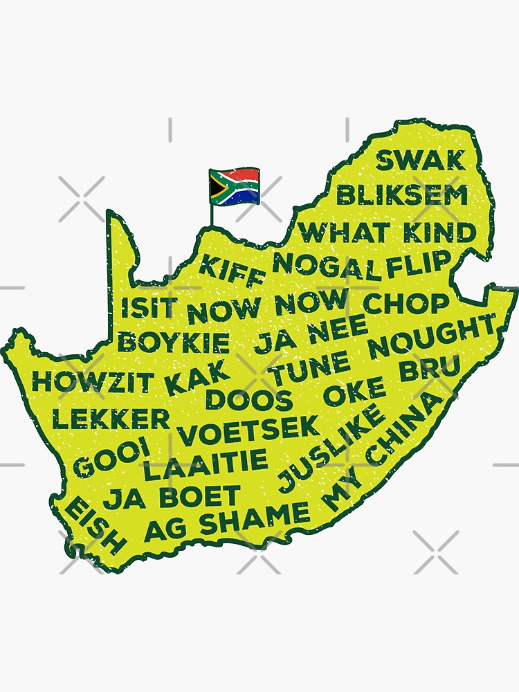"South Africa Slang Words South African Flag Map" Sticker for Sale by ...