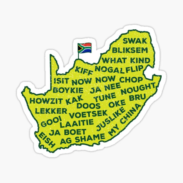 "South Africa Slang Words South African Flag Map" Sticker for Sale by ...