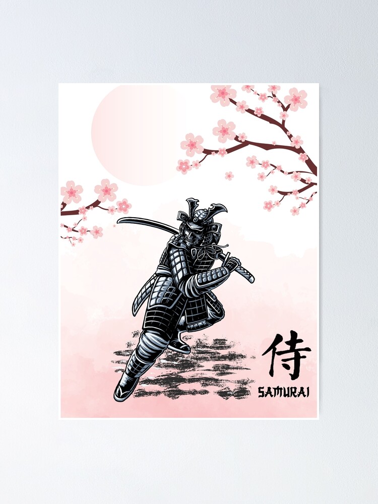 Samurai Under Cherry Blossoms Poster For Sale By Schrodes Redbubble