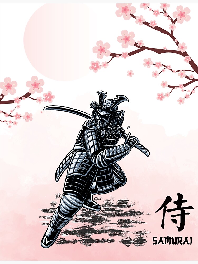 "Samurai under Cherry Blossoms" Sticker by schrodes | Redbubble