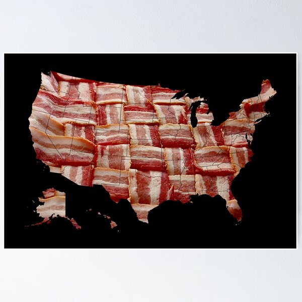 "USA - American Bacon Map - Woven Strips" Poster for Sale by graphix ...