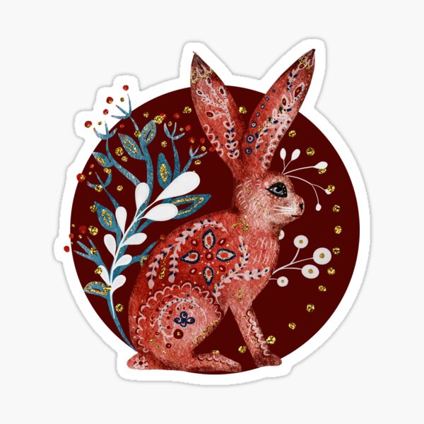 "Magical Nordic Rabbit" Sticker for Sale by PirateAvocado | Redbubble
