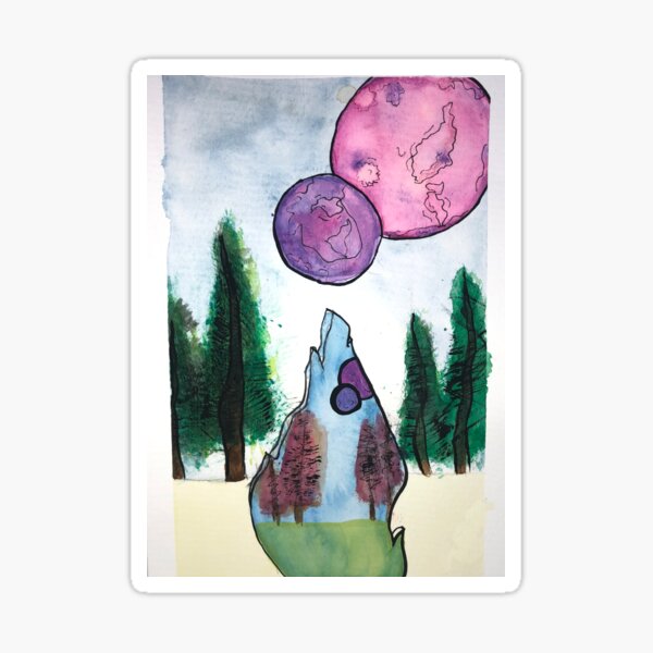 "Two Moons" Sticker for Sale by SchoolGirlsArt | Redbubble