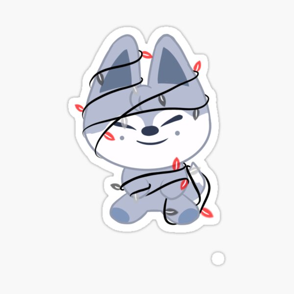 "Wolf Chan Skzoo Wrapped in Lights" Sticker for Sale by JesskeCreations ...