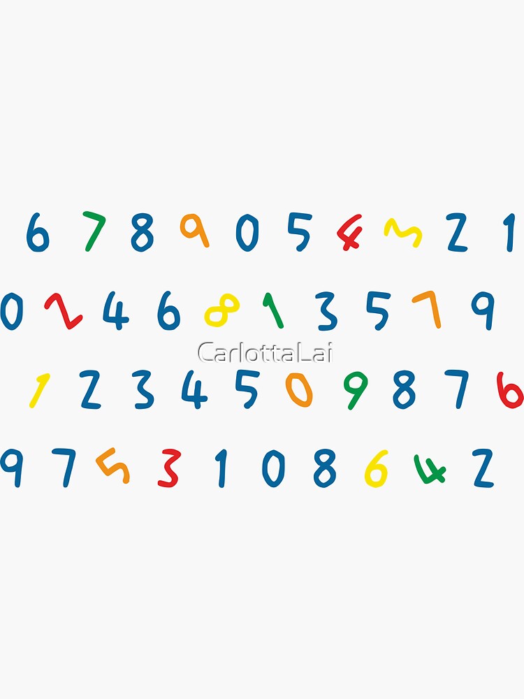 "Colorful Numbers 0 to 9" Sticker by CarlottaLai | Redbubble