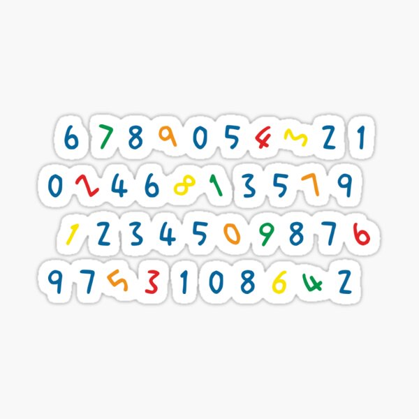 "Colorful Numbers 0 to 9" Sticker by CarlottaLai | Redbubble