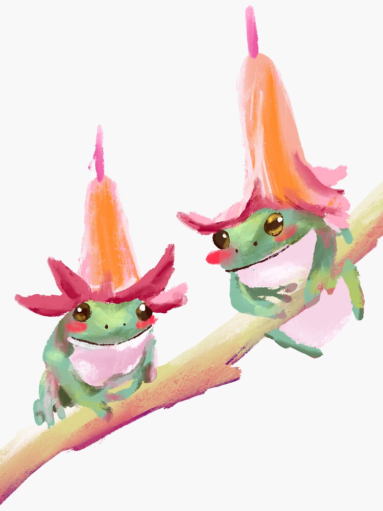 "Cute Matching Flower Hat Frogs" Sticker for Sale by ardhemis | Redbubble