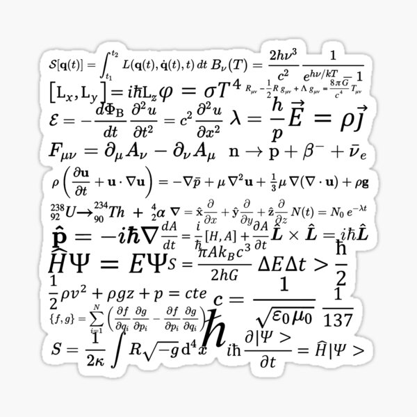 "Physics equations and formulas" Sticker for Sale by NoetherSym | Redbubble