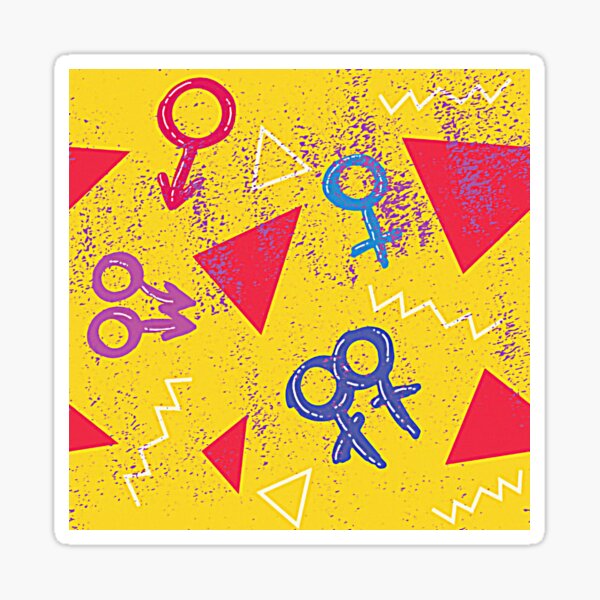 " Memphis 80s style seamless pattern on yellow background" Sticker for ...