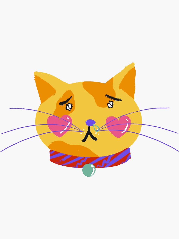 "Sad Yellow Cat" Sticker for Sale by ardhemis | Redbubble
