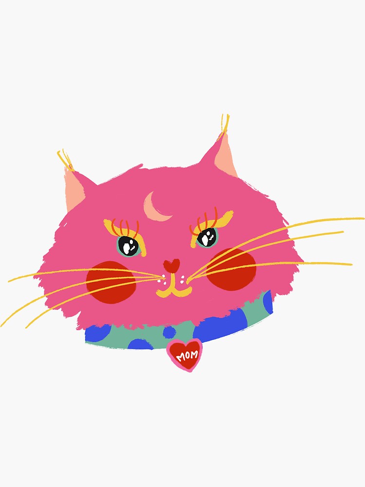 "Pretty Pink Luna Cat" Sticker for Sale by ardhemis | Redbubble