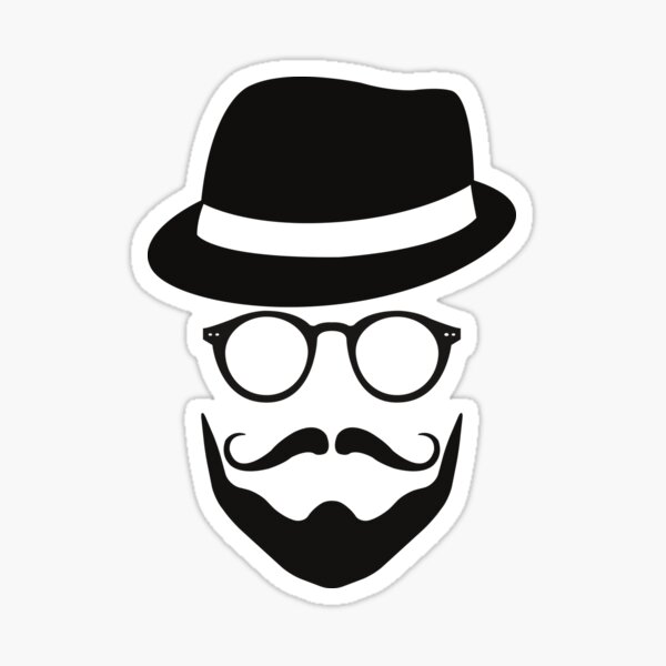 "Hat with beard & mustache " Sticker for Sale by sheriffstac | Redbubble