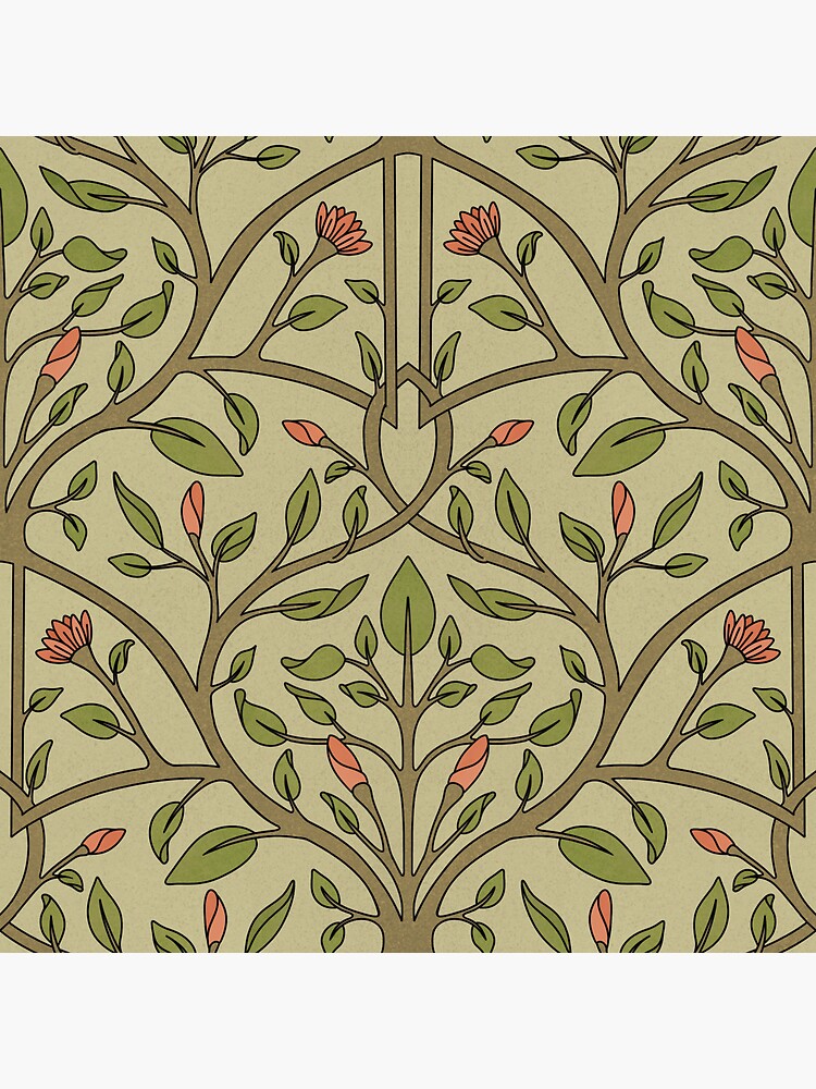 "Art nouveau scrollwork pattern in cream" Sticker for Sale by cat-astro ...