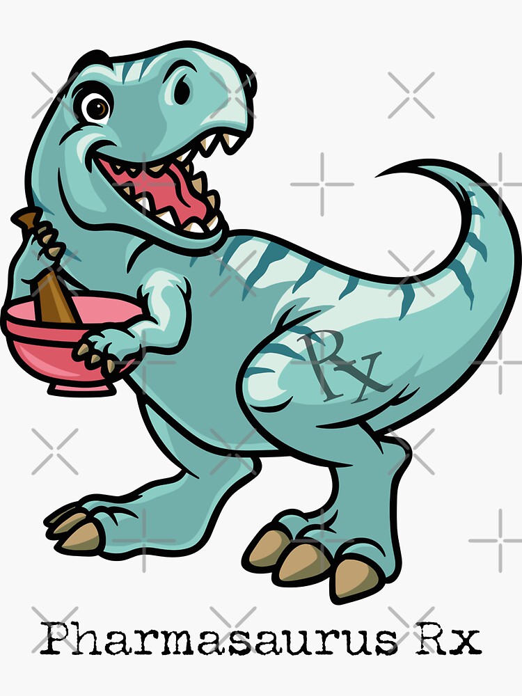 "Funny Pharmacy dinosaur Pharmasaurus Rx" Sticker for Sale by Eenig ...