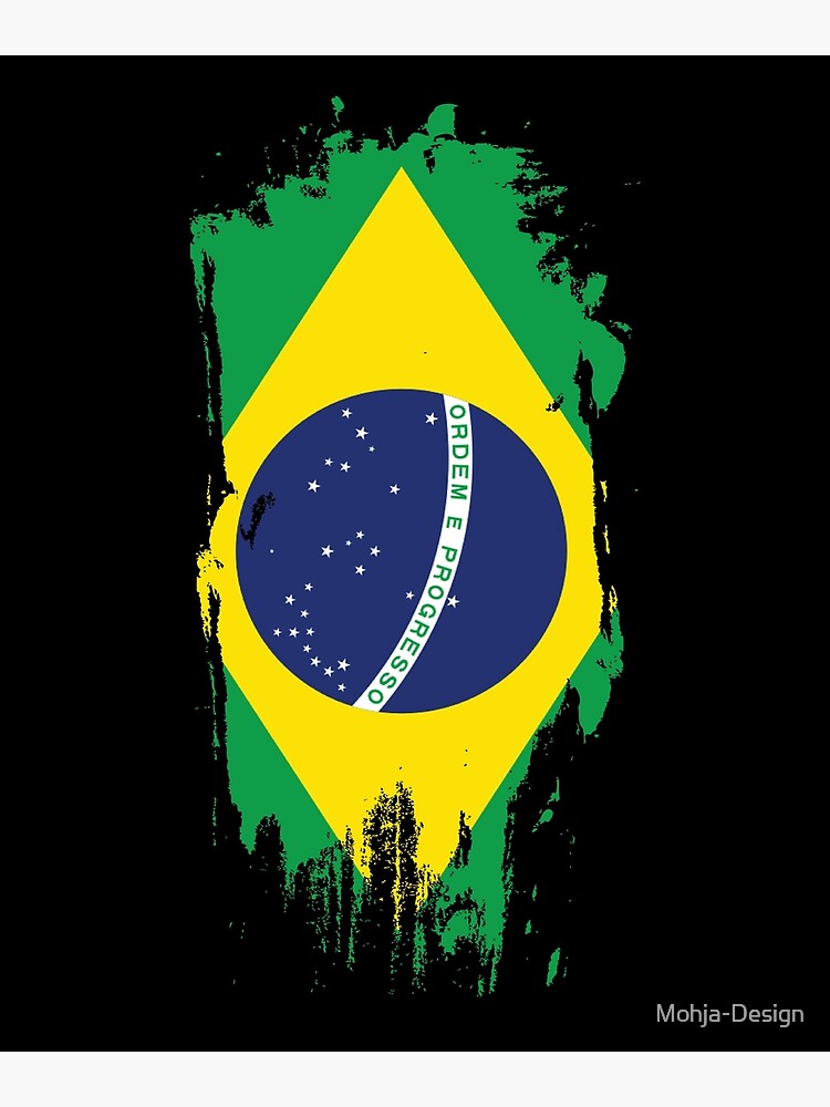 "Brazil - national flag, brush effect, vertical" Poster for Sale by ...