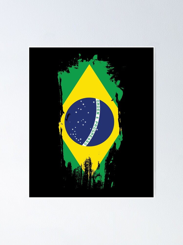 "Brazil - national flag, brush effect, vertical" Poster for Sale by ...