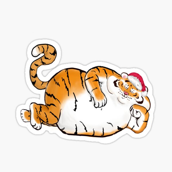 "happy fat tiger" Sticker for Sale by SteelChar | Redbubble