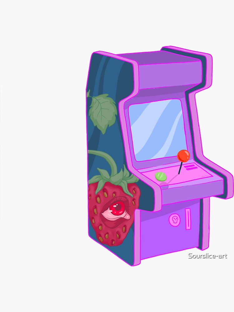 "Strawberry Arcade Machine" Sticker for Sale by Sourslice-art | Redbubble
