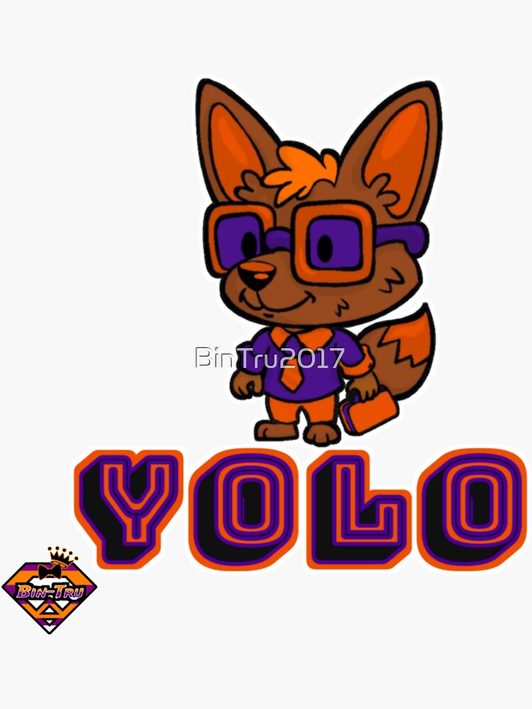 "Orange & Purple Cartoon YOLO" Sticker by BinTru2017 | Redbubble