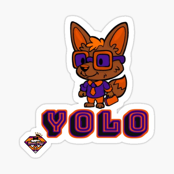 "Orange & Purple Cartoon YOLO" Sticker by BinTru2017 | Redbubble