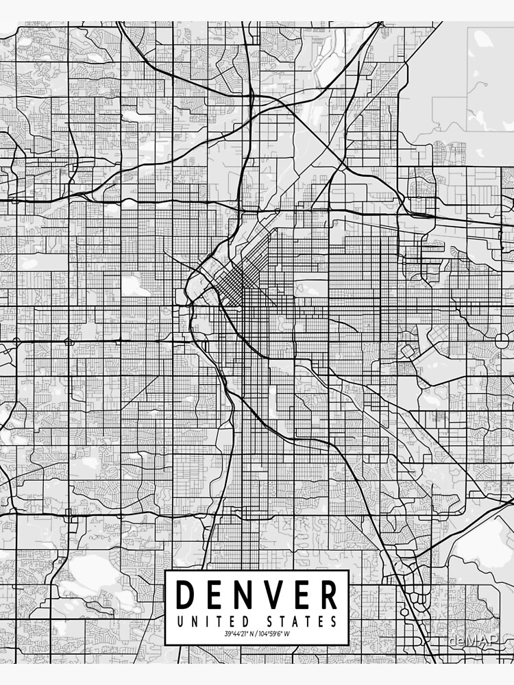 "Denver City Map of Colorado, USA - Light" Poster for Sale by deMAP ...