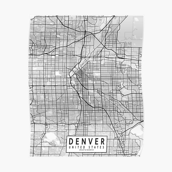 "Denver City Map of Colorado, USA - Light" Poster for Sale by deMAP ...